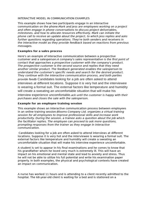 Interactive Model In Communication Examples Pdf
