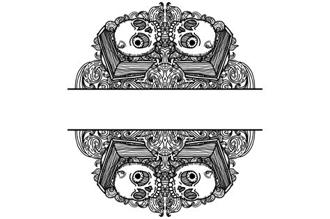 Demon Skull Book Ornament Border Design 24543301 Png