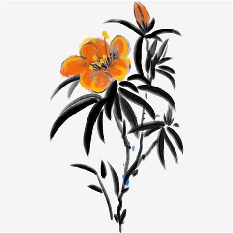 중국 일러스트 스타일 잉크 꽃 고전적 고대 손으로 그려진 꽃 Png 일러스트 및 Psd 이미지 무료 다운로드 Pngtree