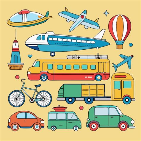 Transportation And Vehicles Icons Set Vector Collection Premium Ai