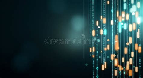 Digital Background With Glowing Binary Code And Abstract Lines Stock Illustration Illustration