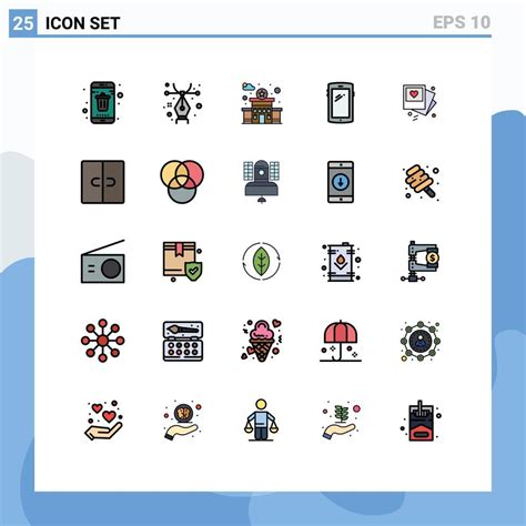 Pack Of 25 Modern Filled Line Flat Colors Signs And Symbols For Web Print Media Such As Photo