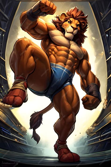 Premium Ai Image A Fierce And Muscular Anthropomorphic Lion