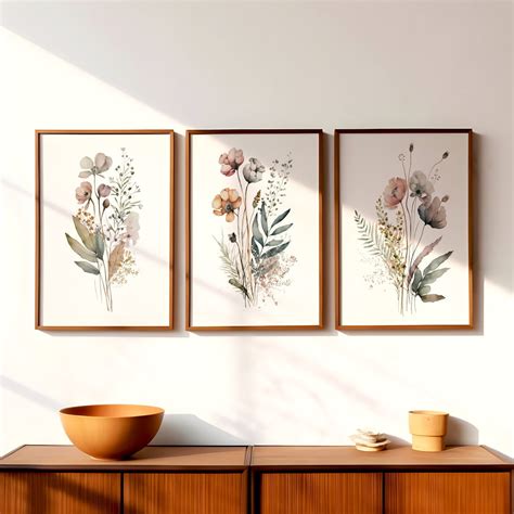 Luvia Set Of 3 Wildflower Bouquet Posters Triptych Floral Poster
