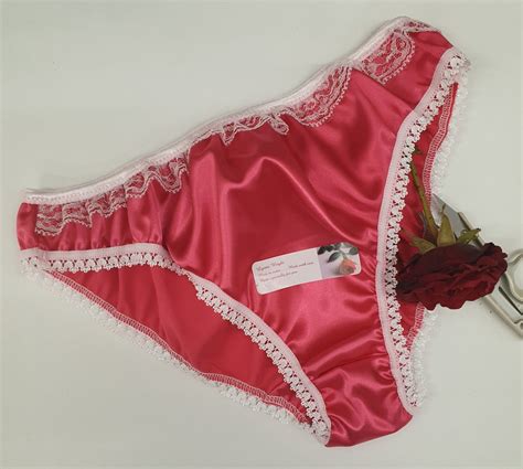 Shiny Satin And Lace Low Rise Panty Woman Bikini Brief French Knickers Lingerie Hand Made In