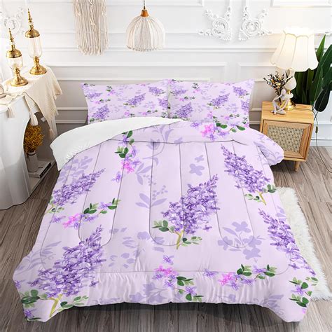 Fuyeun Purple Floral Comforter Set Twin Size Lilac Flower