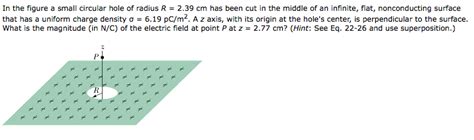 Solved In The Figure A Small Circular Hole Of Radius R Chegg Com