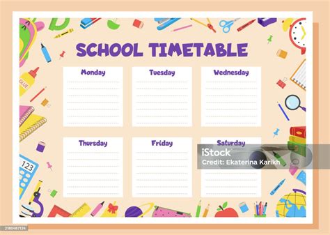 School Timetable Lesson Schedule And Organizer Template Study Weekly