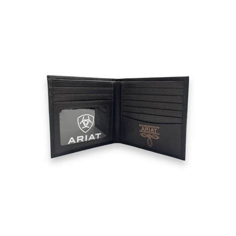 Mens Ariat Bi Fold Wallet Black Embossed Logo Amigos Pro Shop La Plaza