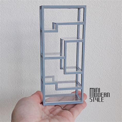 Modern Mdf Bookcase With 112 Scale Plexiglass Shelves For Dollhouses