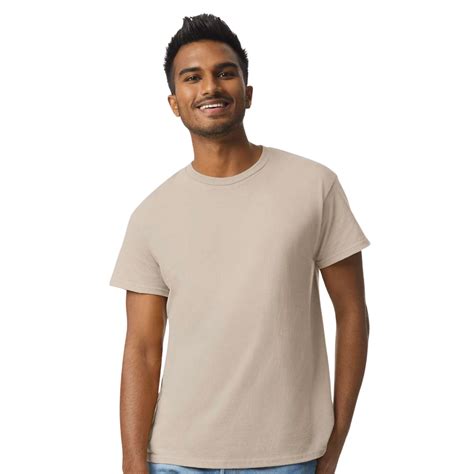 Gildan Unisex Ultra Cotton Crewneck T Shirt Classic Tee Shirt Sand Xl