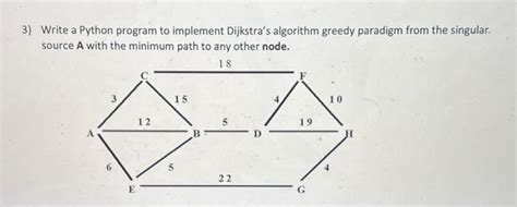 Solved 3 Write A Python Program To Implement Dijkstra S Chegg Com