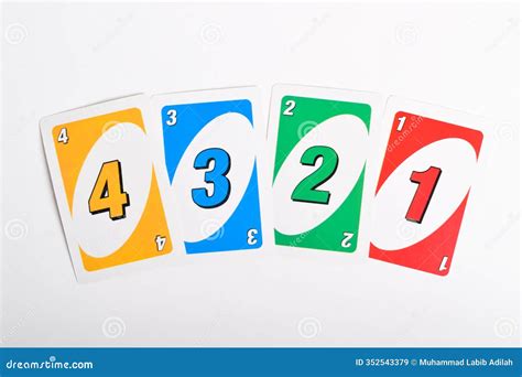 Uno Card Sequence From Number 1 To 4 Editorial Stock Image Image Of