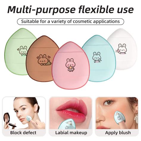 Cute Rabbit Mini Makeup Puff Set 6 Pcs Finger Puff Sponges For Foundation Concealer Eye