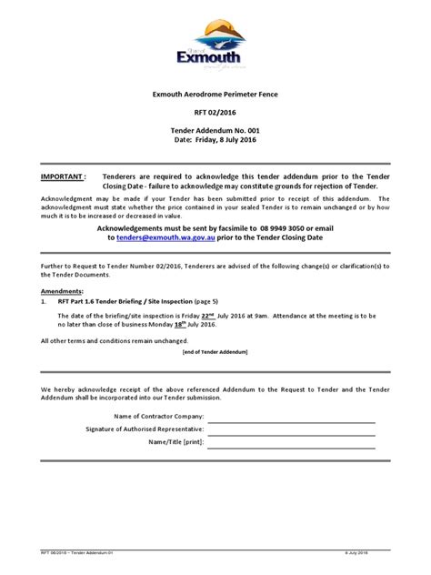 02 2016 Tender Addendum 01 Pdf