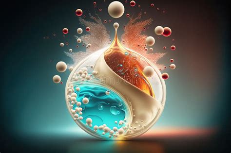 Molecuul In Een Vloeibare Cosmetische Zeeplek En Een Achtergrond Van