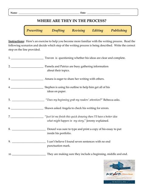 Writing Process Worksheet Writing Worksheets