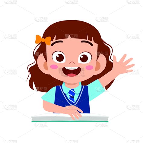 可爱的儿童幸福女孩学龄前儿童小的面部表情背景剪贴画绘画插图