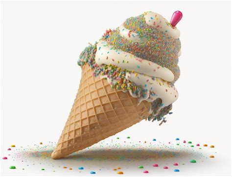 Un Cono De Helado Con Chispitas De Colores Foto Premium