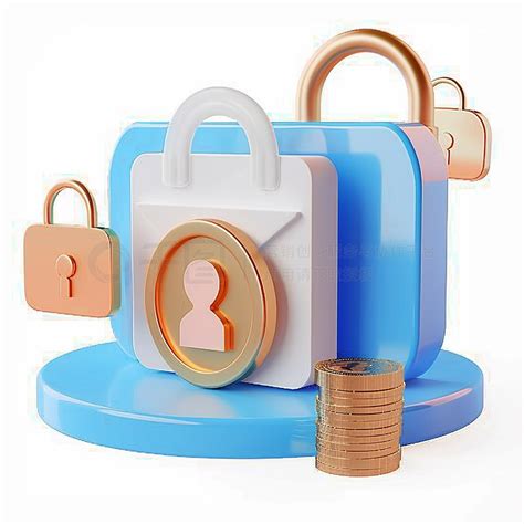 人形图案ai数字艺术 3d渲染卡通风格蓝色行李箱金色锁和人形图案及硬币插画 Ai立体元素免费下载png格式4096像素编号71284280 千图网