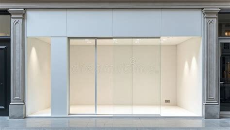 A Minimalist White Storefront With A Clean Facade Showcasing An Empty