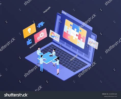 Problem Solving Isometric Illustration Dark Gradient Stock Vector Royalty Free 2144992169