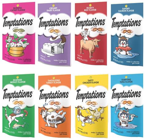 Temptation Classic Crunchy Cat Treats 8 Flavors Variety Pack 3oz Each