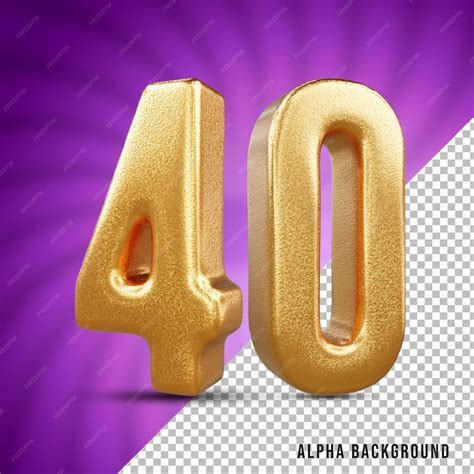 Premium Psd 40 Number 3d Gold Text Effect