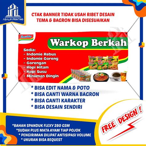 Jual Spanduk Warkop Warung Kopi Warmindo Banner Dagang Mie Rebus Backdrof Minuman Custom Baliho