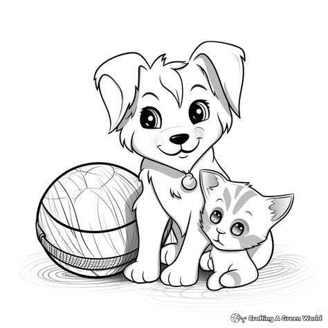 Puppy And Kitten Coloring Pages