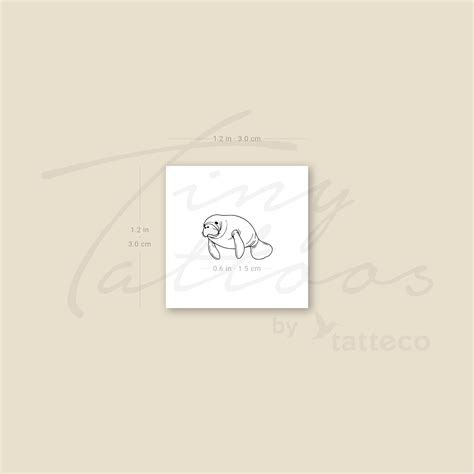 Tiny Manatee Temporary Tattoo Set Of 3 Etsy