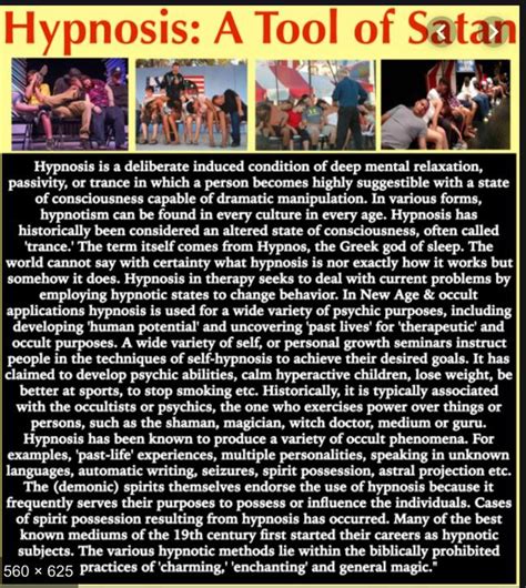 Hypnosis A Tool Of Satan R Religiousfruitcake