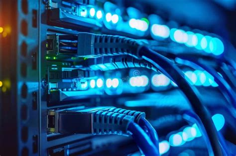 Network Switch And Ethernet Cables In Data Center Stock Illustration