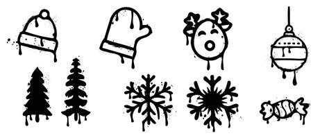 Set Of Christmas Elements Spray Paint Vector Graffiti Grunge Elements
