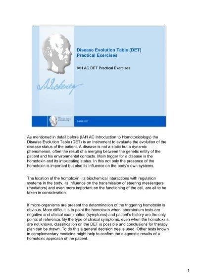 Disease Evolution Table International Academy Of Homotoxicology