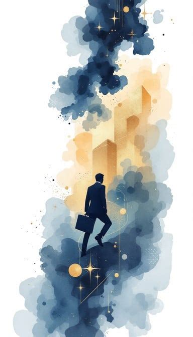 Free Ascending Toward Success Image Watercolor Businessman Success