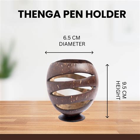 Thenga Coconut Shell Pen Holder Stand Wooden Pen Holders Set Of 1