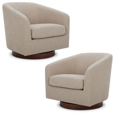 Chita Modern High Back Swivel Accent Chair Set Of 2 Round Barrel Arm