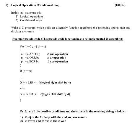 Solved 1 Logical Operations Conditional Loop 100pts In