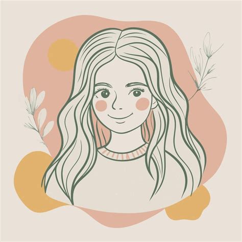 Premium Vector A Drawing Of A Girl With Long Hair And A Flower In Her