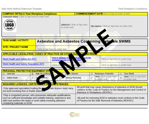 Asbestos Swms Template Total Workplace Compliance