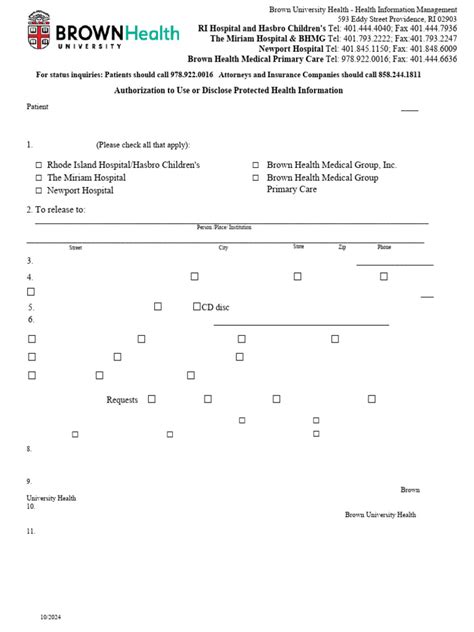 Authorization Release Phi Brown Health 10152024 V2 Pdf Consent