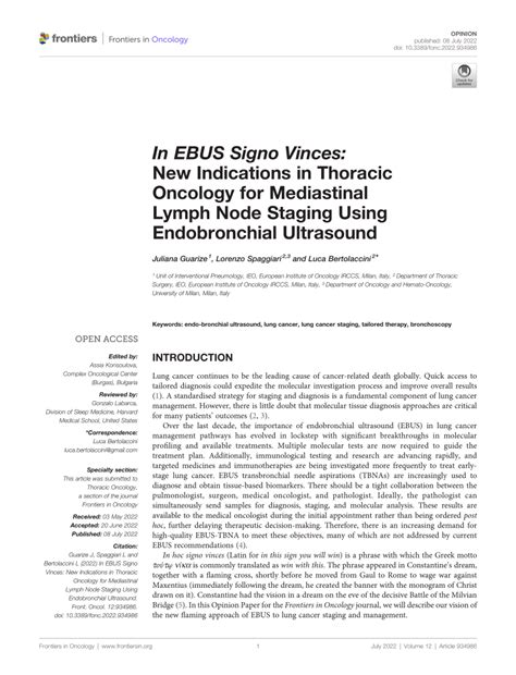 Pdf In Ebus Signo Vinces New Indications In Thoracic Oncology For