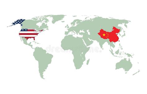 America And China On World Map Stock Illustration Illustration Of