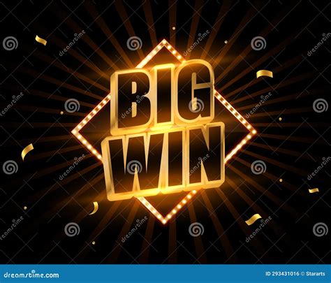 3d Style Big Win Golden Retro Background With Confetti Design Stock Vector Illustration Of