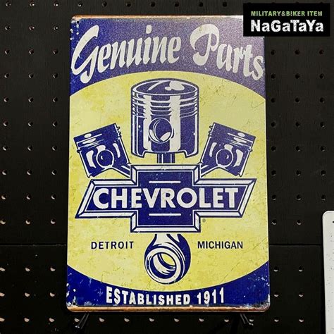新品 ビンテージ風 アメリカンサインボード ブリキ看板 Chevrolet Genuine Parts シボレー ガレージ サインボード
