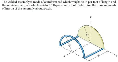 The Welded Assembly Is Made Of A Uniform Rod Which Weighs 10 Lb Per