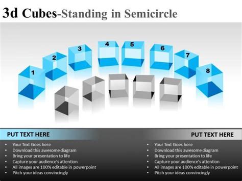 Editable 3d Cube Standing In Semicircle Powerpoint Slides And Ppt Diagram Templates