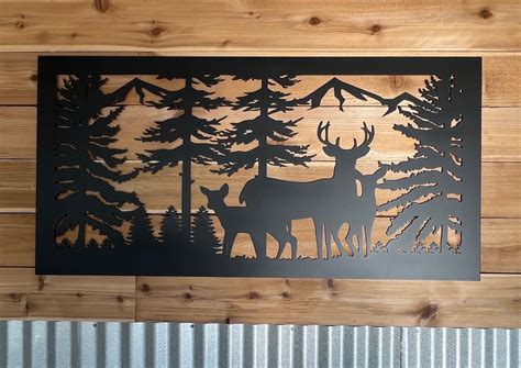 Decorative Rustic Metal Panel Metal Panel Insert Wildlife Scenery
