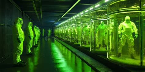 A Cyberpunk 3d Background Of A Secret Underground Cloning Facility